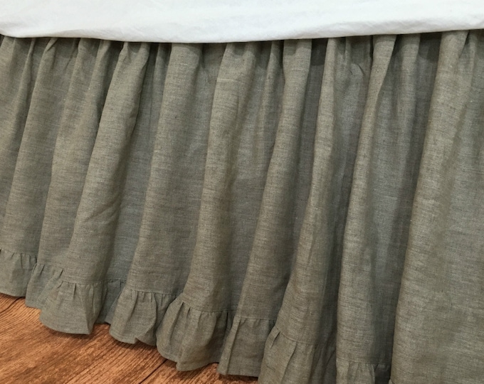 Linen Bed Skirt Dust Ruffle, Bedskirt, White Linen Dust Ruffle, Ruffle ...