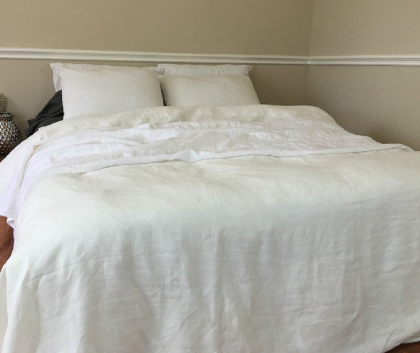 SOFT White Linen Duvet Cover Made of 100% Ultra Soft Linen, White ...