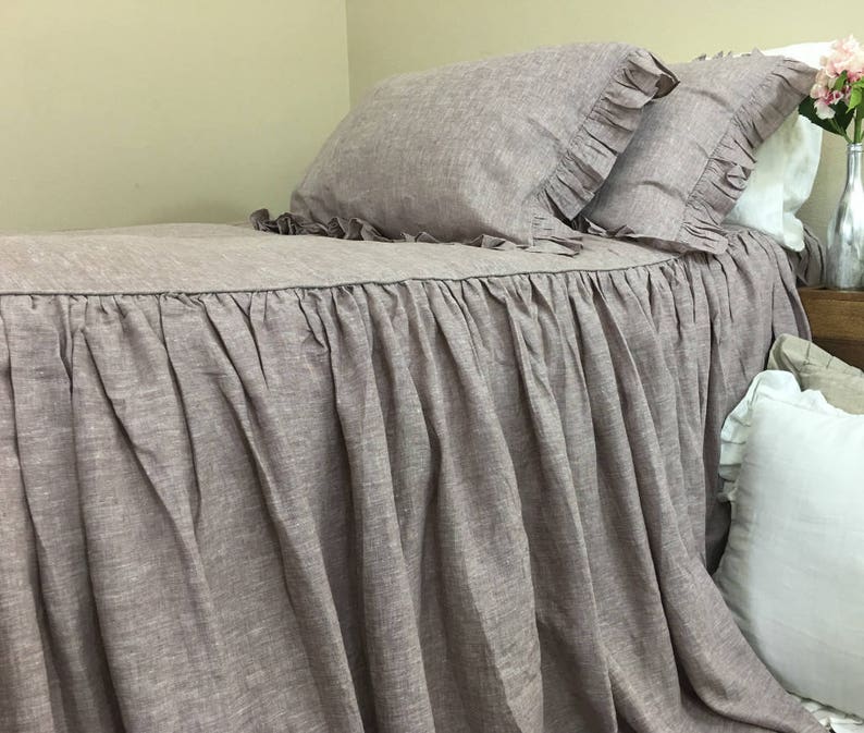 Chambray Rustic Raspberry Linen Bedspread Impressive and | Etsy