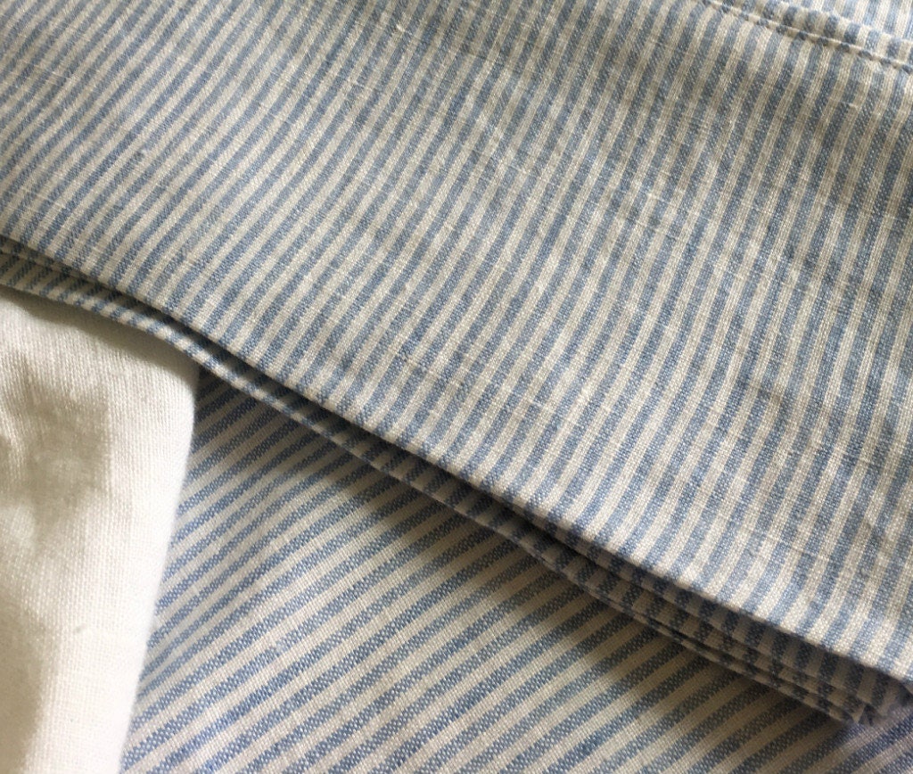 Blue and White Ticking Striped Bed Sheets Set Crafted From | Etsy