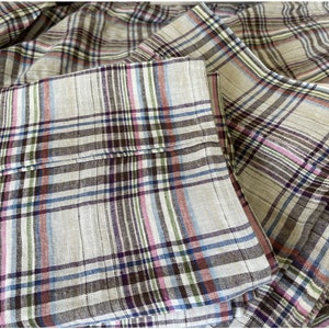 Rainbow Check Linen Bed Sheets Set, Rainbow Linen Stripe Bedding ...