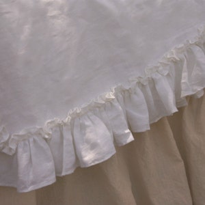 Linen Sheet With Vintage Ruffle Style, Ruffle Bed Cover, Linen Bedding ...