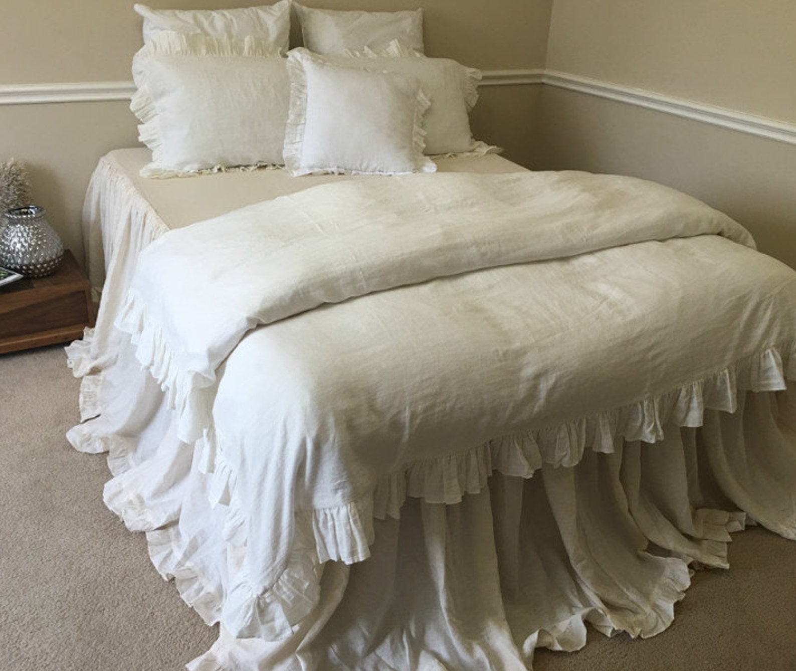 Soft White Ruffle Duvet Cover Ruffle Bedding Shabby Chic - Etsy