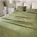 Rosemary Green Linen Top Sheet, Linen Bed Sheets, Linen Fitted Sheet ...