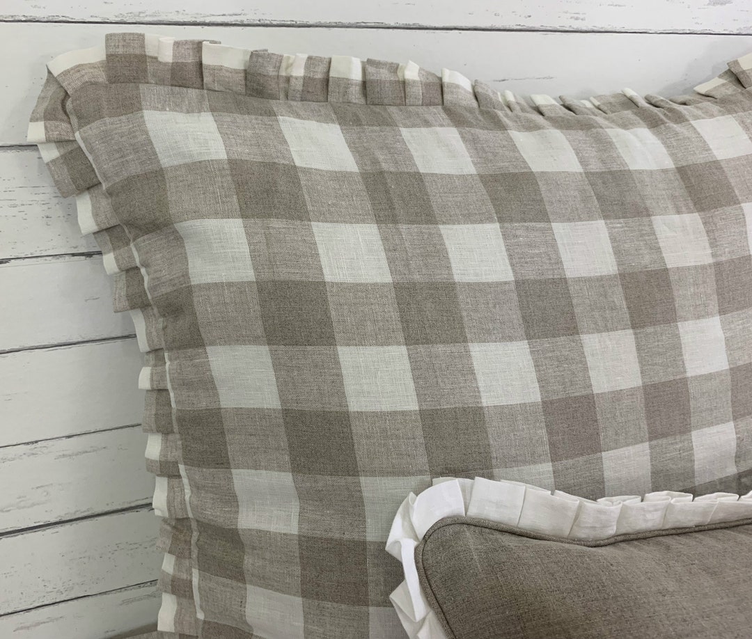 Buffalo Linen Check Sham With Pleated Petite Ruffles, All Sizes - Etsy