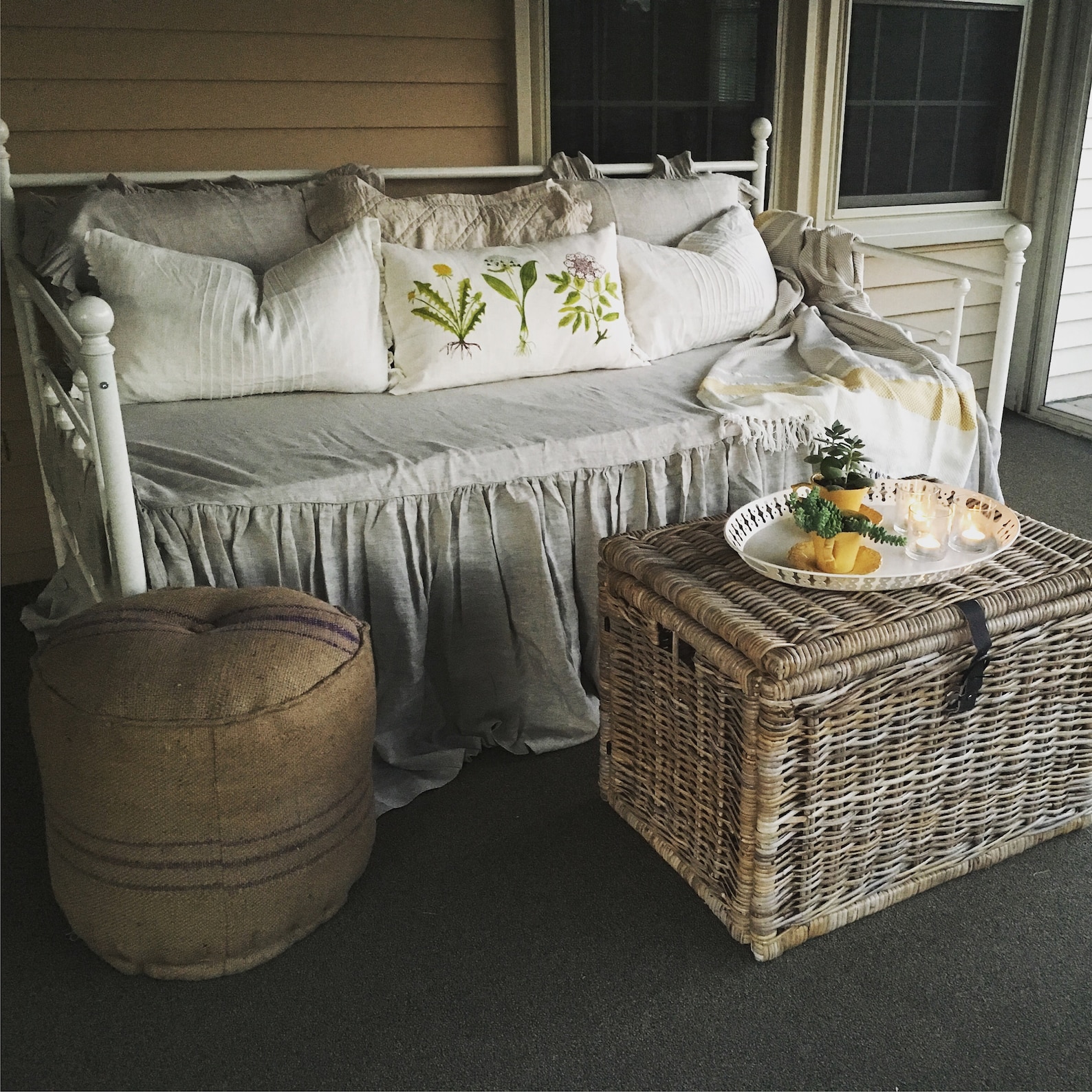 Day Bed Cover Natural Linen, Daybed Bedding, Fitted Daybed Cover, Linen ...