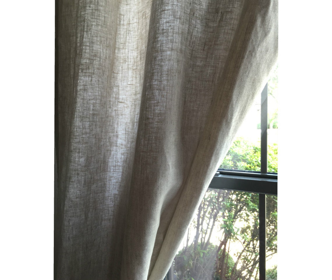 A Pair of Natural Linen Flax Curtains, Custom Linen Curtains, Extra ...