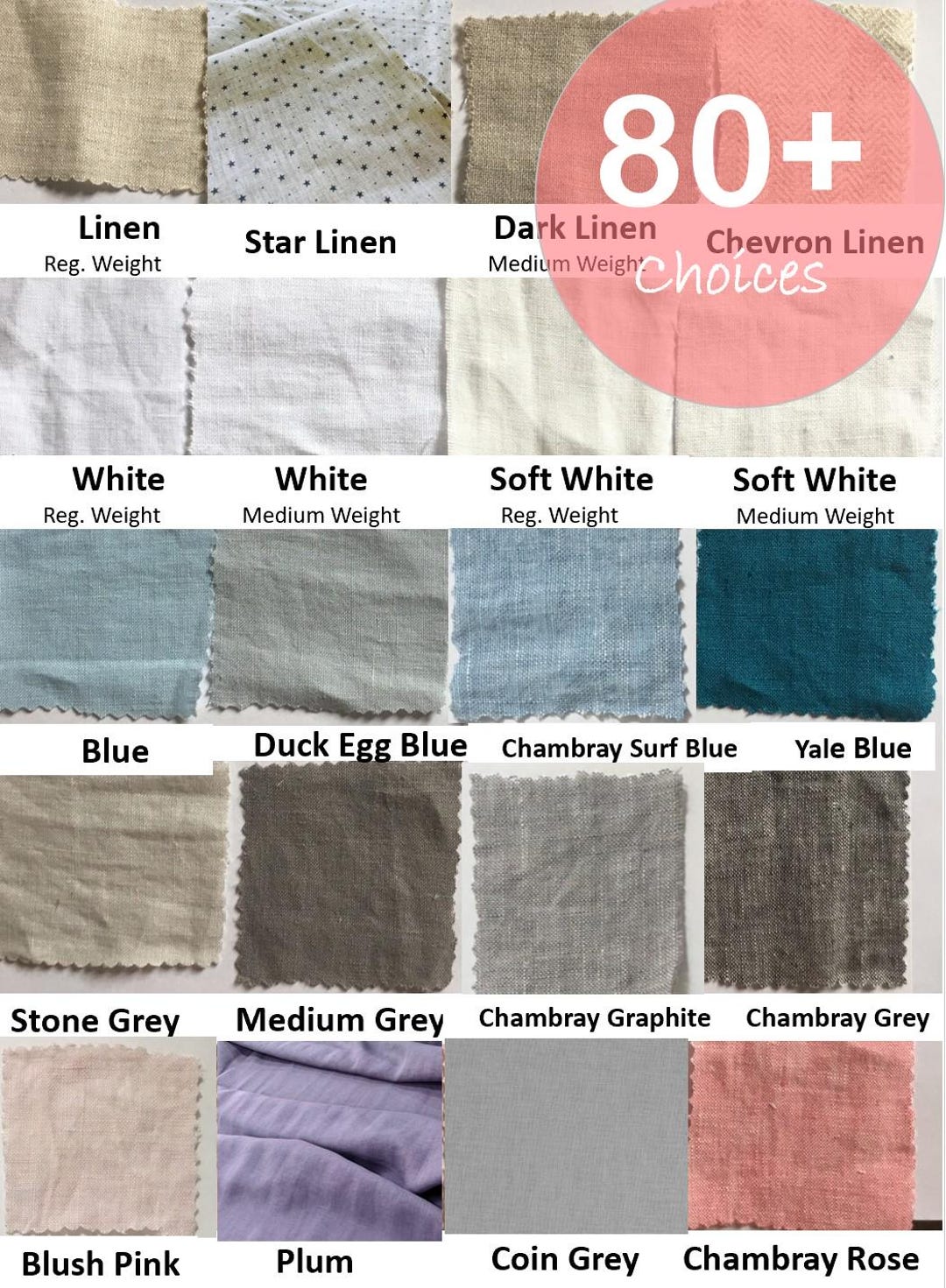 Linen Fabric Swatch, Linen Swatches, Tightly Weaved Linen, White, Blue ...