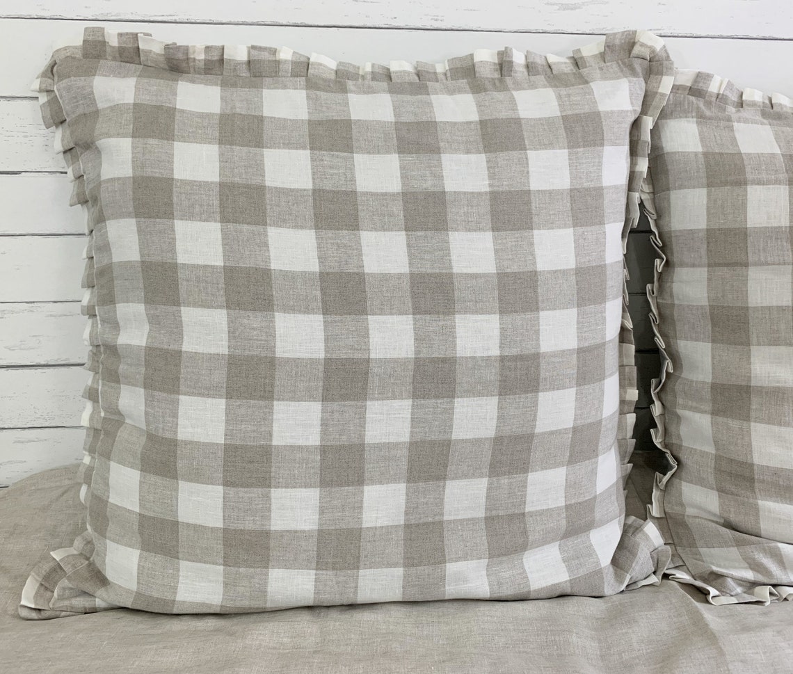 Buffalo Linen Check Sham With Pleated Petite Ruffles All - Etsy
