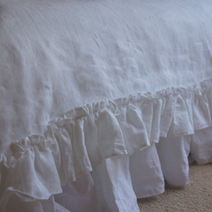 Linen Sheet With Vintage Ruffle Style, Ruffle Bed Cover, Linen Bedding ...