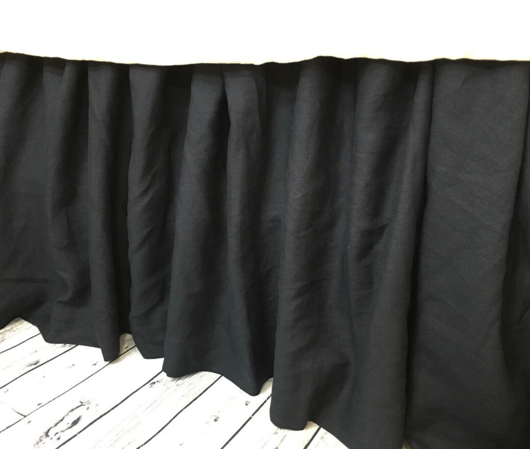 Black Linen Gathered Bed Skirt Black Linen Dust Ruffle Available In
