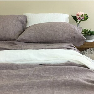 Chambray Rustic Raspberry Linen Bed Sheets Set - Etsy