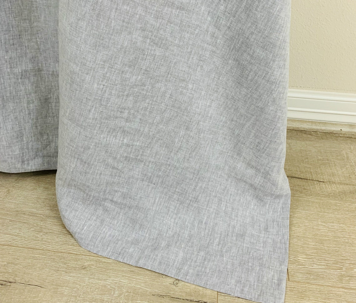 Chambray Graphite Gray Linen Shower Curtain, Chambray Weave Linen ...