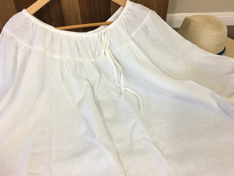 White Linen Top Long Sleeve, Natural Linen White Blouse for Women, 54 ...