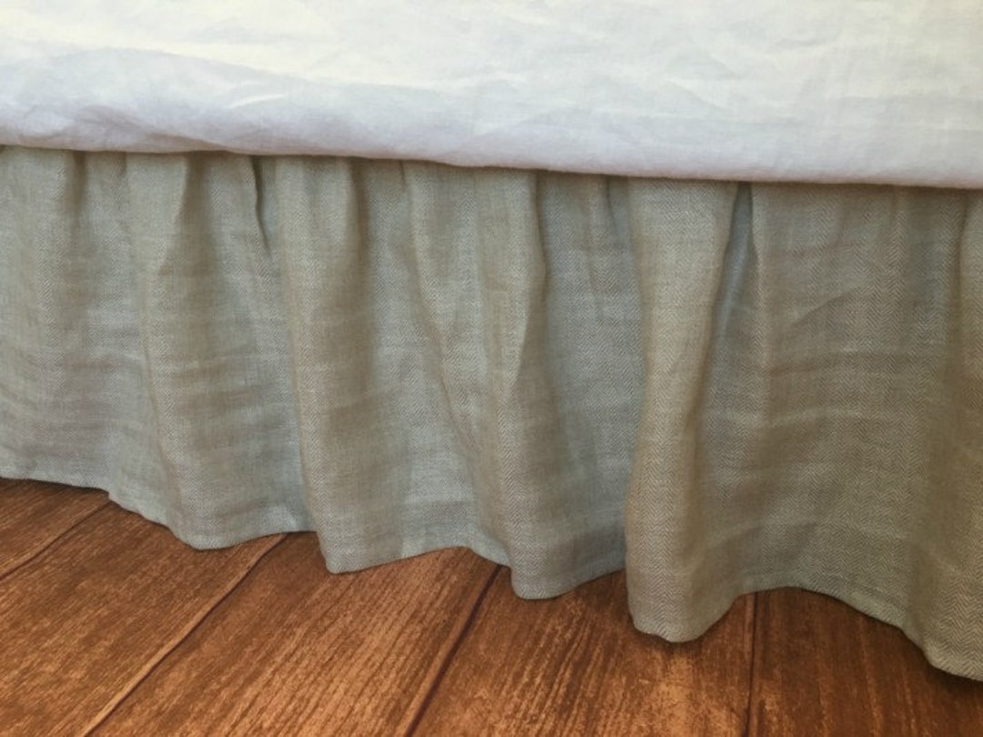 Chevron Dust Ruffle in Natural Linen, Made to Order, Drop From 13 to 24 ...