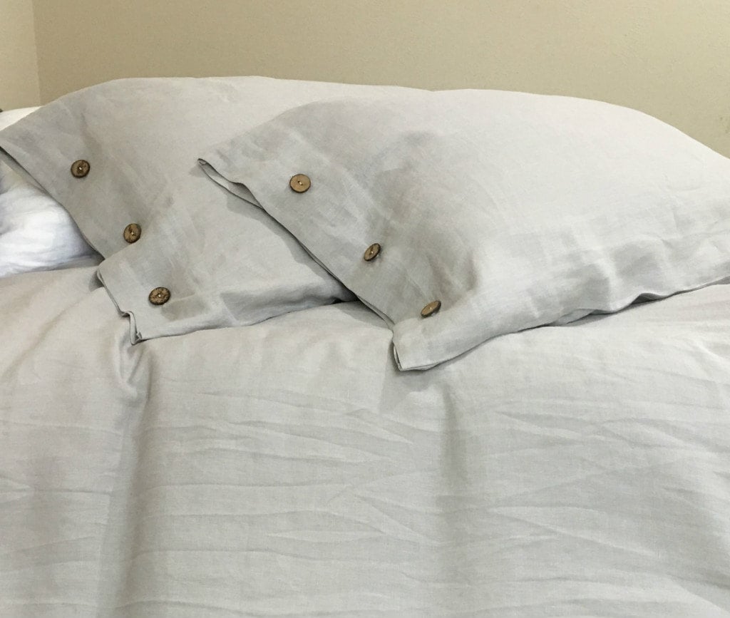 Stone Grey Duvet Cover with Wood Button Closure Handmade in | Etsy