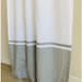 White Linen Shower Curtain Coin Grey Border and Strip Accent - Etsy