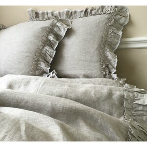 Ruffle Duvet Cover Handmade in Natural Linen in Vintage Ruffle Style ...