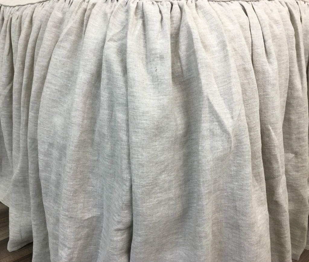Natural Linen Bedspread, Medium Weight Linen, Ruffle Linen Bedding in ...