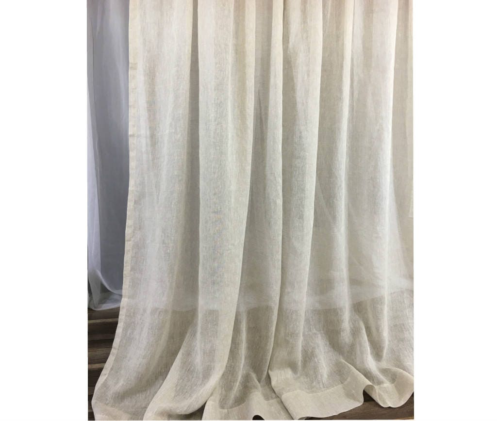 Natural Linen Sheer Curtains Chic Romantic - Etsy