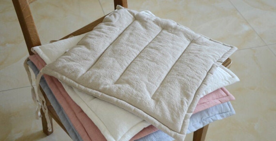 Natural Linen Seat Cushion and Cover, Tailored Made to Fit, 80+ Colors ...