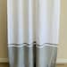 White Linen Shower Curtain Coin Grey Border and Strip Accent, Color ...