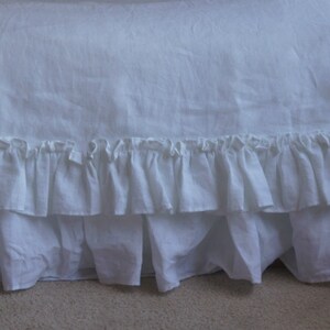 Linen Sheet With Vintage Ruffle Style, Ruffle Bed Cover, Linen Bedding ...