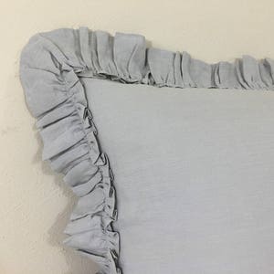 Vintage Ruffle Pillow Covers in STONE GREY Linen, Grey Ruffle Euro ...