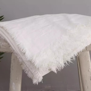 Pure White Linen Blanket Made With Double Woven Linen Fabric, Linen ...