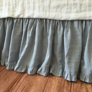 Duck Egg Blue Bedskirt With Ruffle Hem, Linen Dust Ruffles, Bed Skirts ...