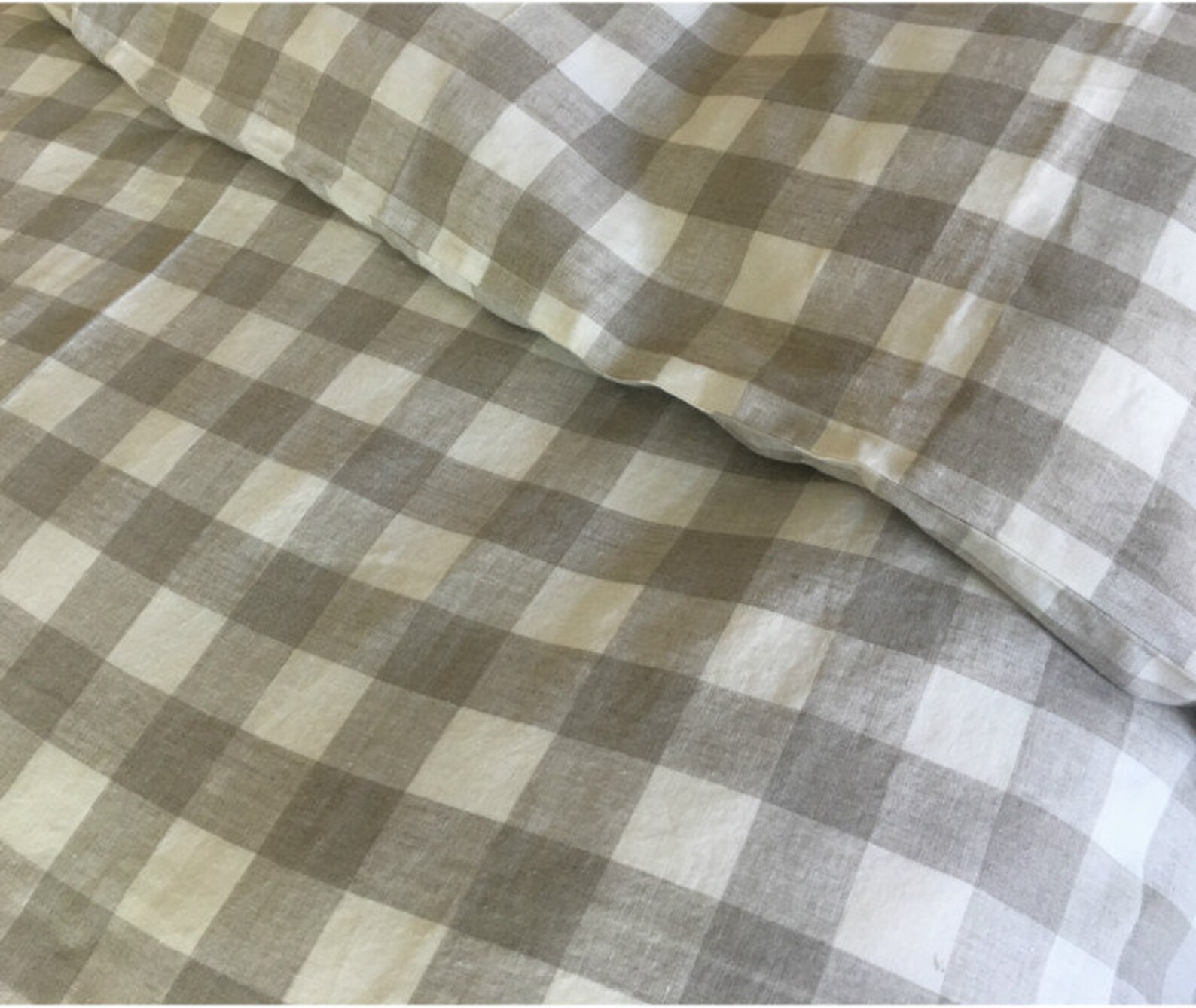 Buffalo Check Duvet Cover Set in Natural Linen, Plaid Duvet Cover in ...