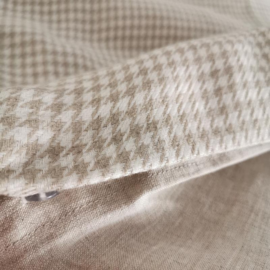 Houndstooth Linen Duvet Cover Houndstooth Weave in Natural | Etsy