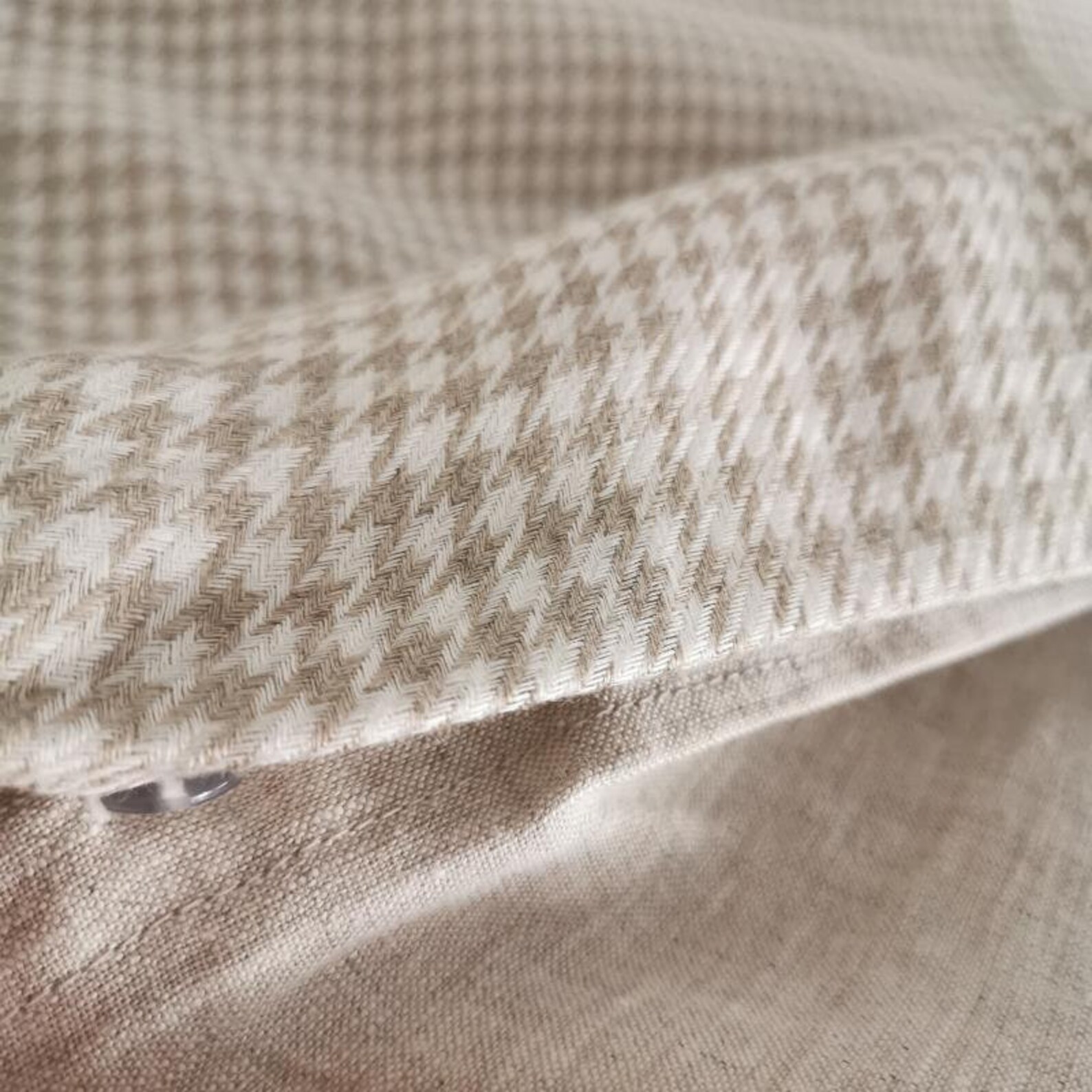 Houndstooth Linen Duvet Cover Houndstooth Weave in Natural - Etsy