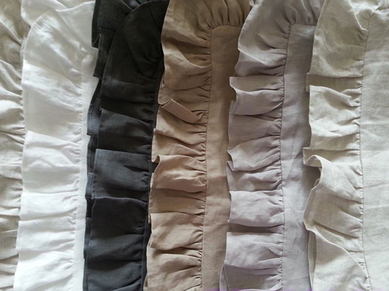 Linen sheet blanket with ruffle edge Large enough to use as | Etsy