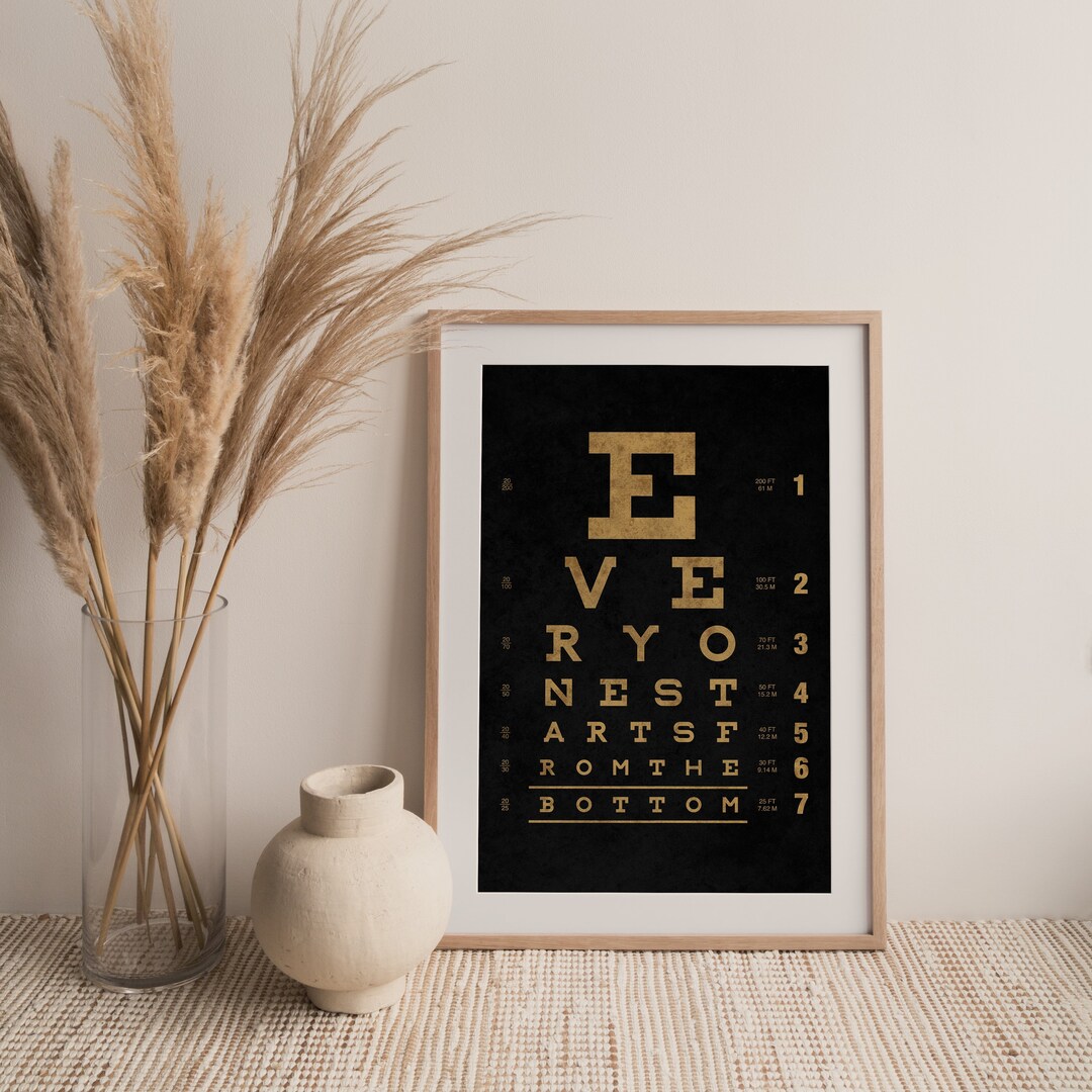Snellen Eye Chart Digital Wall Art Print "everyone Starts From the ...