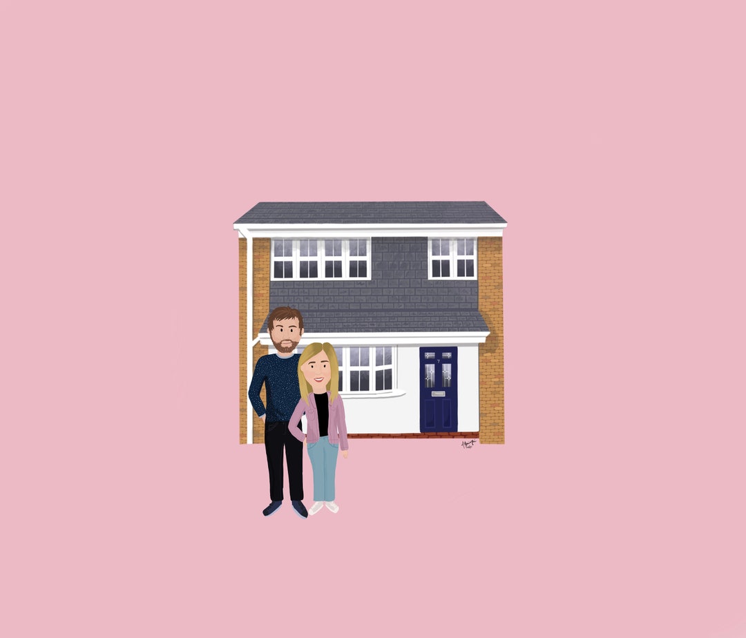 Personalised House + People Illustration | New Home Gift | Custom ...