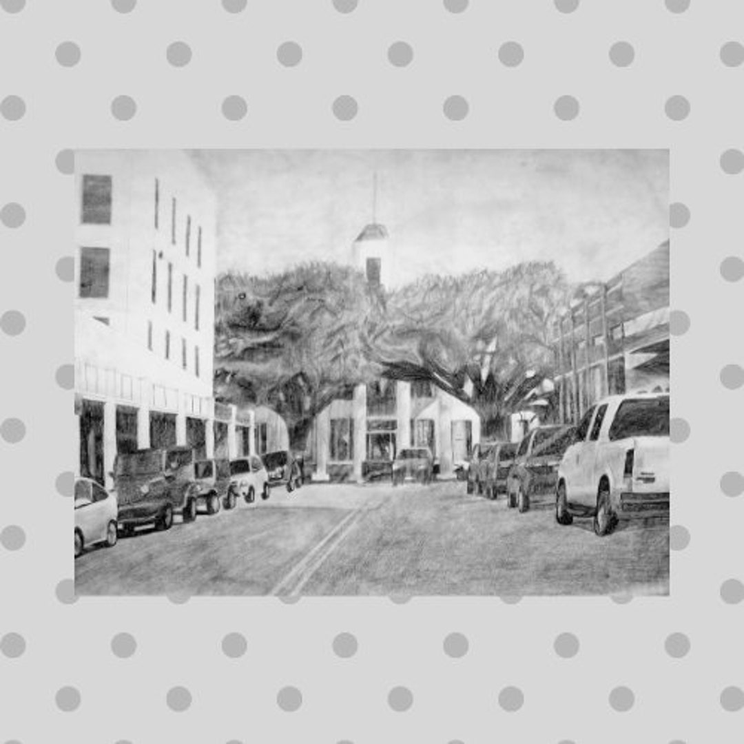 Downtown View of the Vermilion Parish Courthouse Charcoal Drawing Print ...