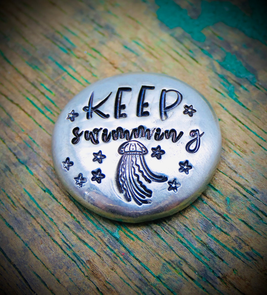 Pewter Pebble Token |handstamped Momento|love Token|friendship Gift ...