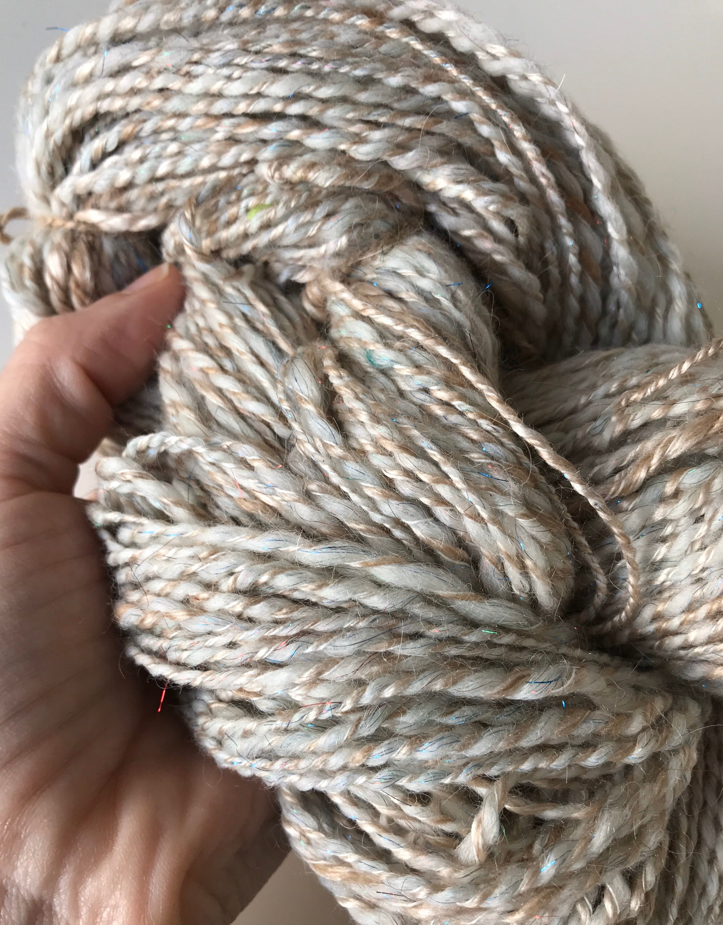 Hand spun merino wool, tussah silk and angelina sparkle blend yarn ...