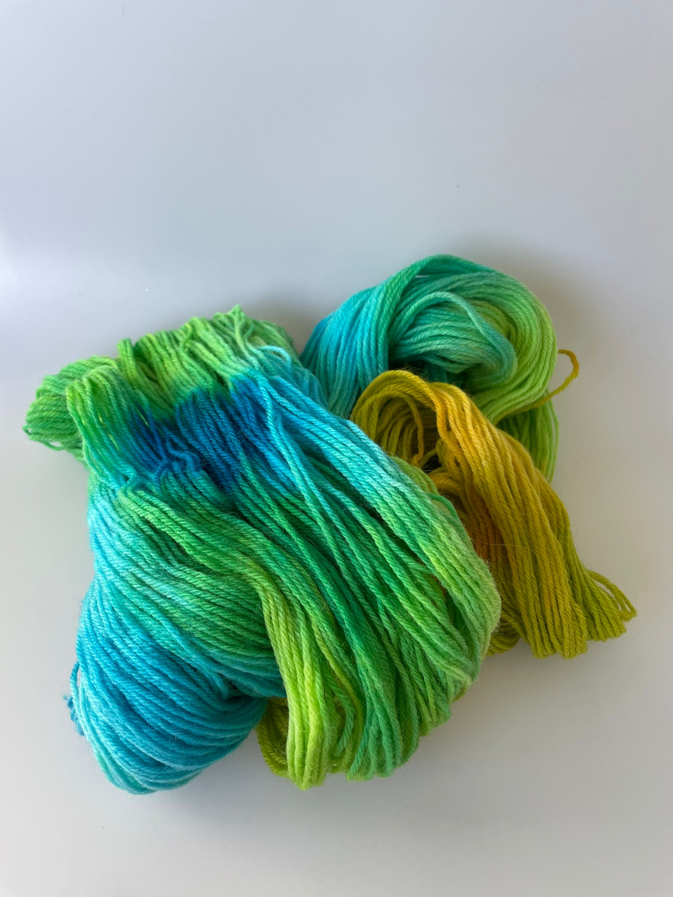 Hand Dyed Fine Wool Yarn in Blue Yellow and Green. - Etsy