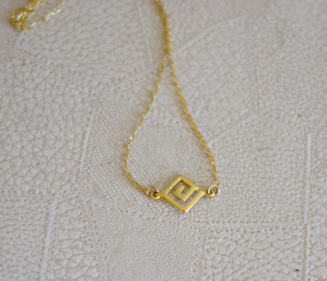 Gold Meander Styled Necklace Chic Design and Durable | Etsy