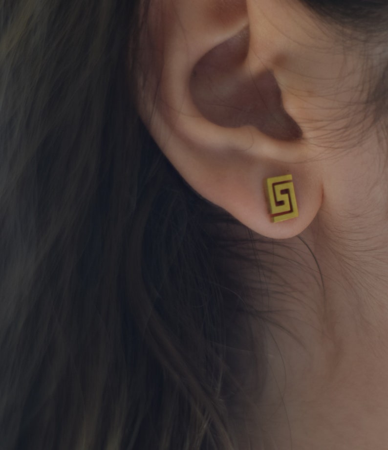 Gold Meander Styled Earrings / It is the Symbol of Eternal - Etsy