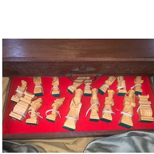 Vintage Chinese Chess Set Foldable Chess Board Hand Carved Chess Piece ...