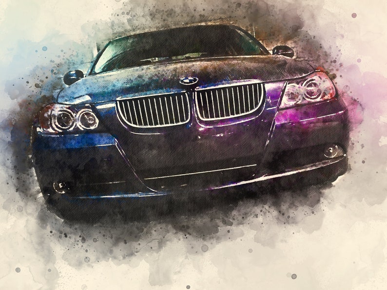 BMW Custom Car Portrait Sketch Watercolour Personalised - Etsy