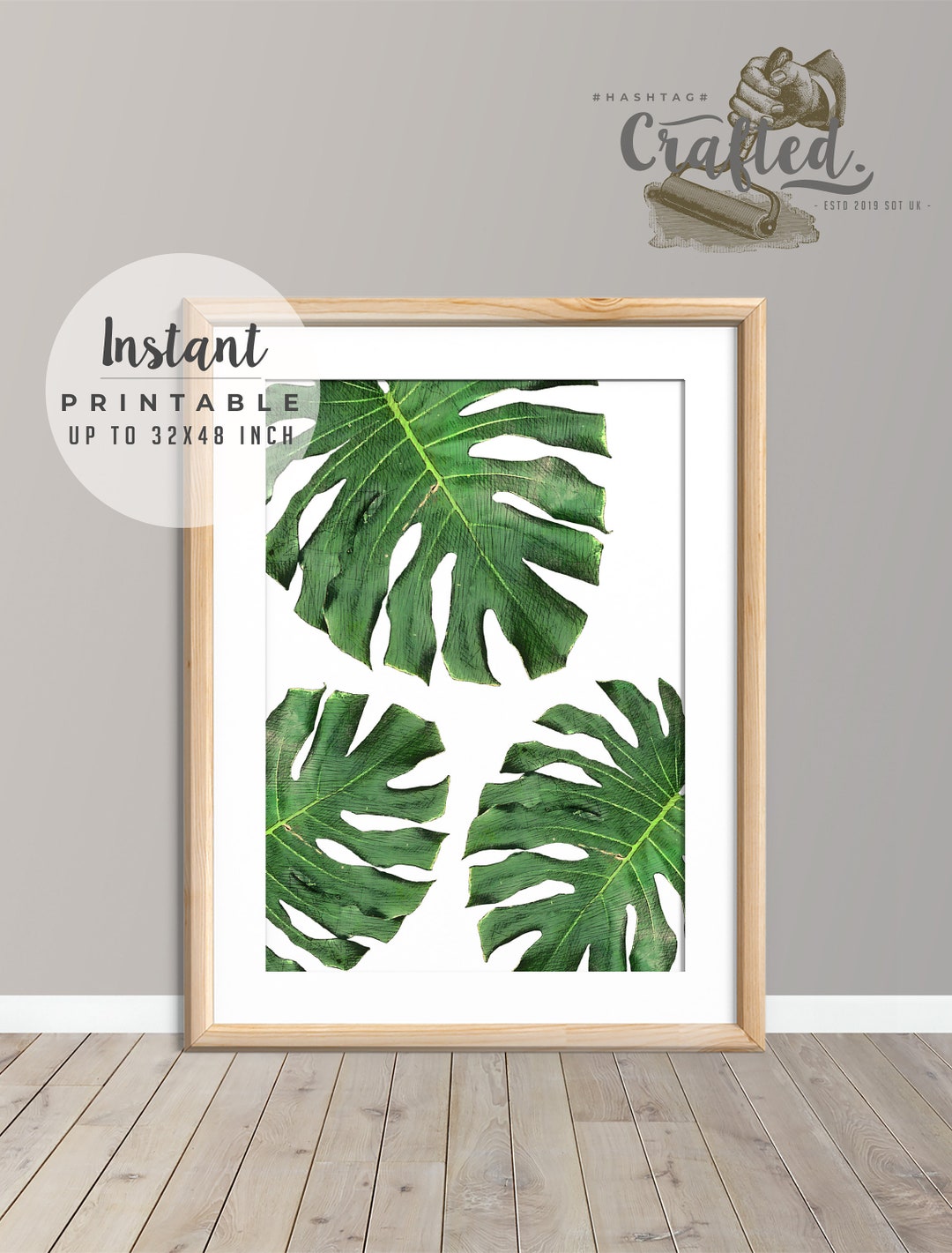 Monstera Print Tropical Printables Monstera Leaf Printable - Etsy