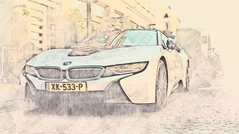 BMW Custom Car Portrait Sketch Watercolour Personalised - Etsy