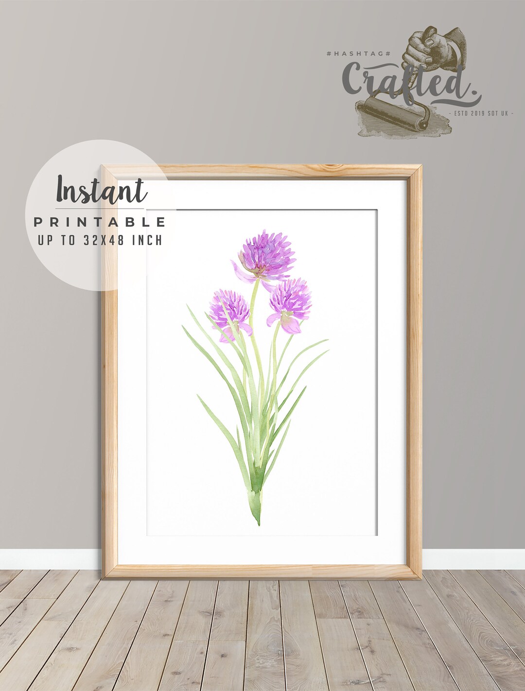 Chive Print, Modern Botanical Watercolour, Chive Wall Art, Botanical ...