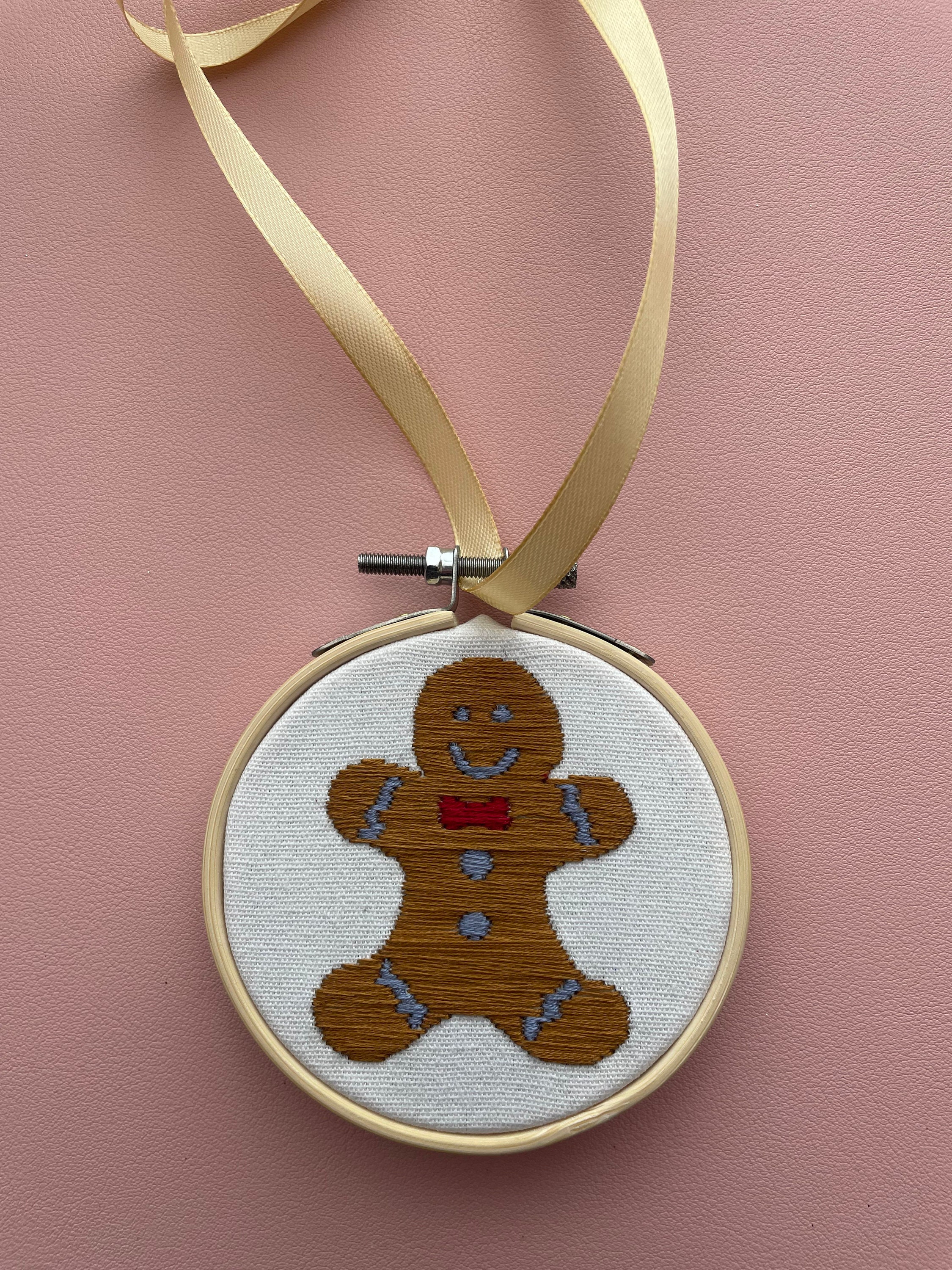 Gingerbread Hand Embroidered Christmas Ornament - Etsy