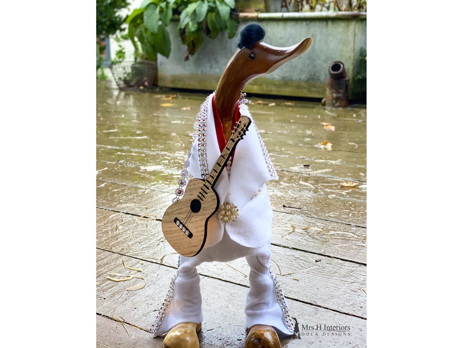 Elvis - Wooden Duck. Bamboo Root Character Duck in Boots With Guitar ...