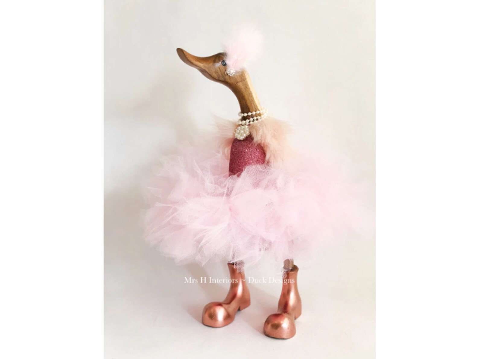 Rose - Pink Glitter & Cape Duck - Decorated Wooden Duck in Boots by Mrs ...